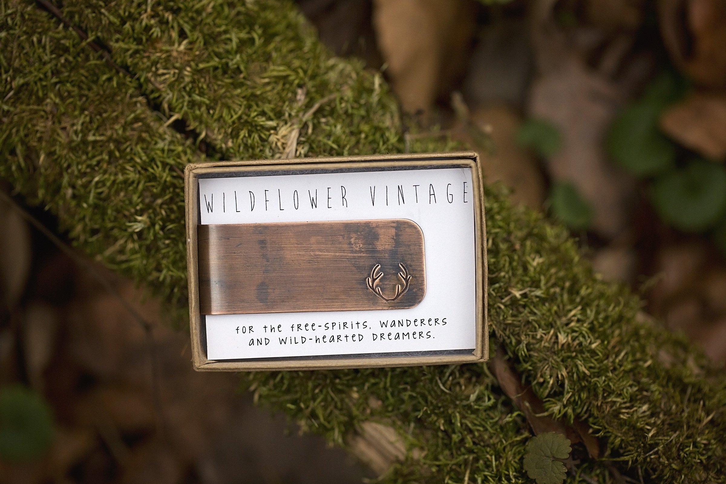 Deer Antler Copper Money Clip | Hand Stamped Rustic Gift - Etsy