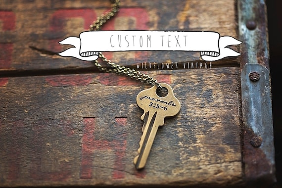 Custom Bible Verse Key Necklace Hand Stamped Repurposed - Etsy