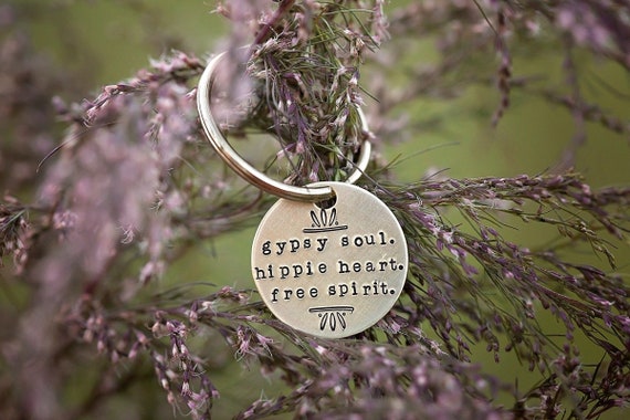 Gypsy Soul Hippie Heart Free Spirit Key Chain Hand Stamped | Etsy