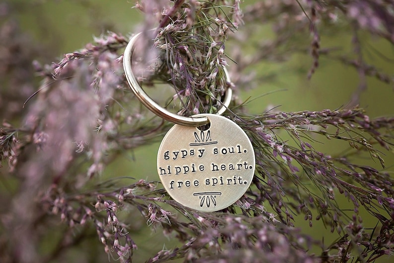 Gypsy Soul Hippie Heart Free Spirit Key Chain | Hand Stamped Gift Boho ...