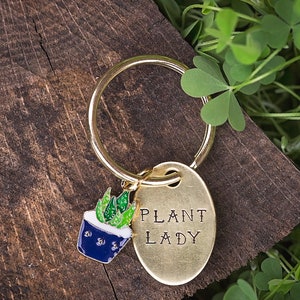 Plant Lady Key Chain Succulent Hand Stamped Brass Key Ring - Etsy