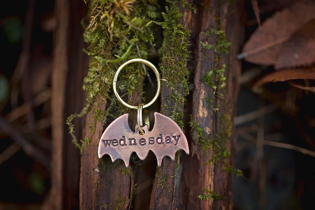 Hand Stamped Copper Halloween Bat Pet ID Tag | Custom Personalized - Etsy