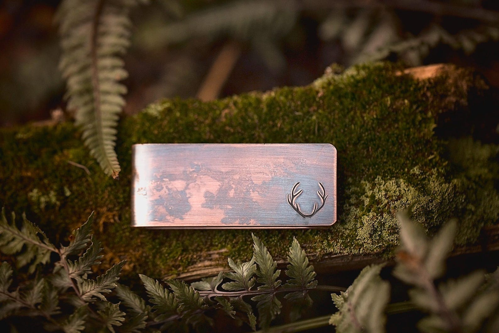 Deer Antler Copper Money Clip | Hand Stamped Rustic Gift - Etsy