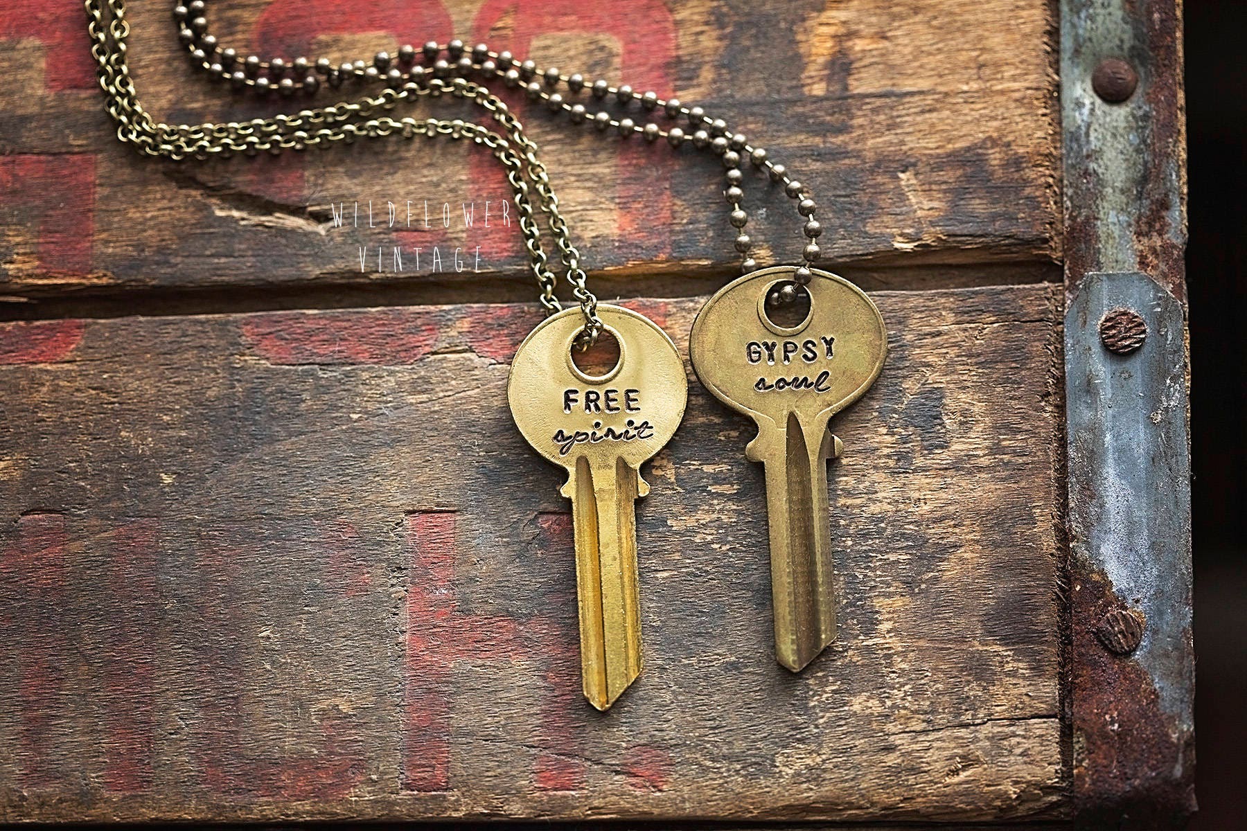 Free Spirit Gypsy Soul Key Necklace Hand-stamped Repurposed | Etsy