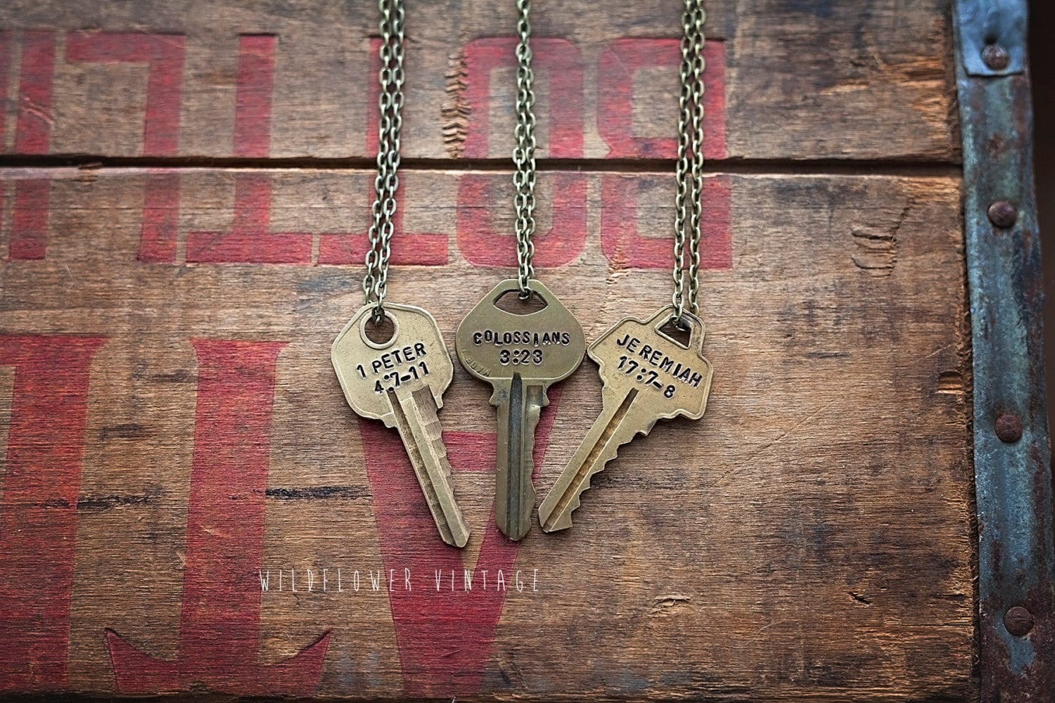 Custom Bible Verse Key Necklace Hand Stamped Repurposed | Etsy