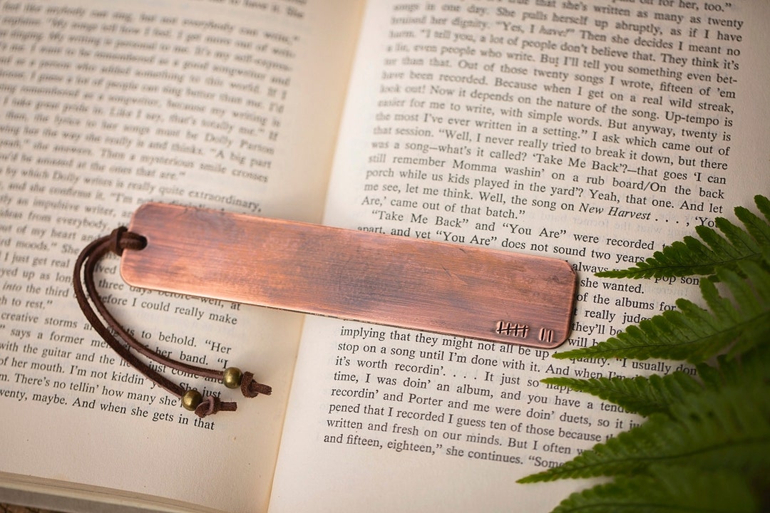 7-year Anniversary Bookmark | Tally Marks Hand Stamped Copper Seventh ...
