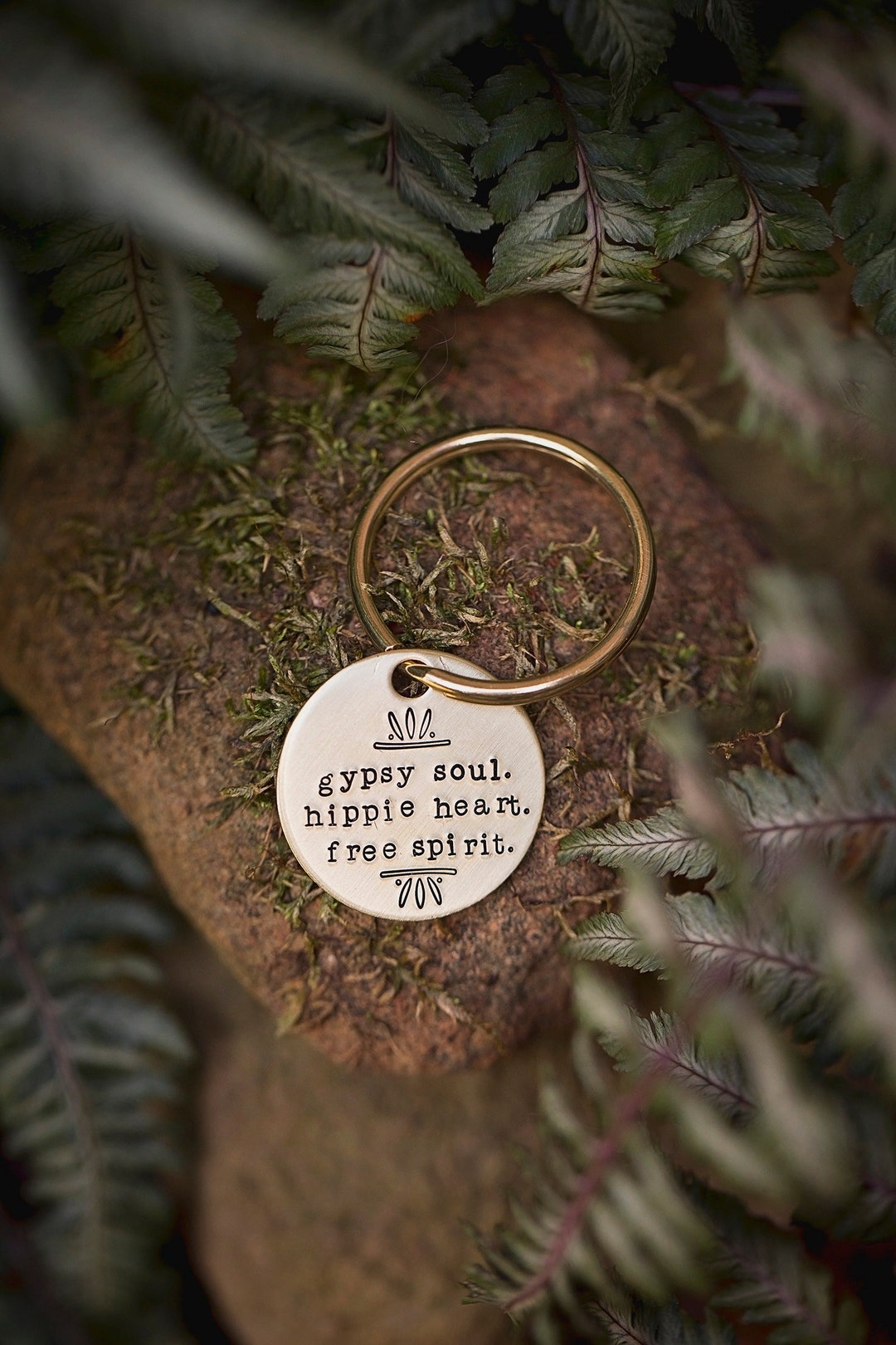 Gypsy Soul Hippie Heart Free Spirit Key Chain Hand Stamped Gift Boho ...