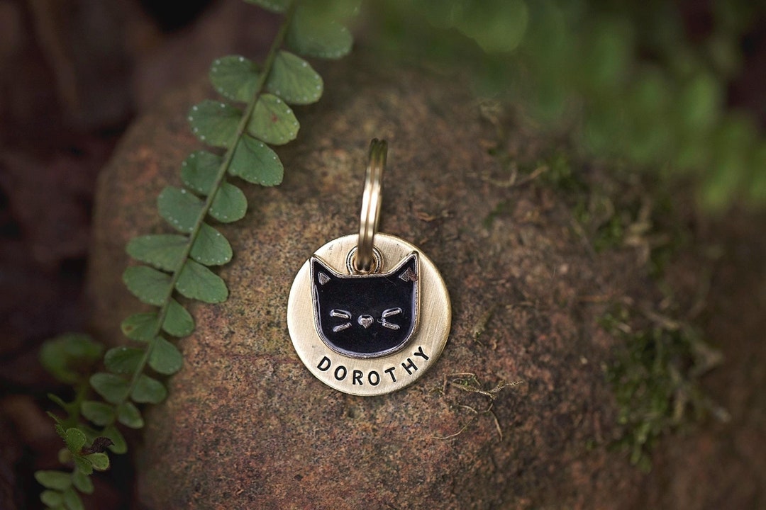Personalized Cat ID Tag | Gold Name Tag | 3/4