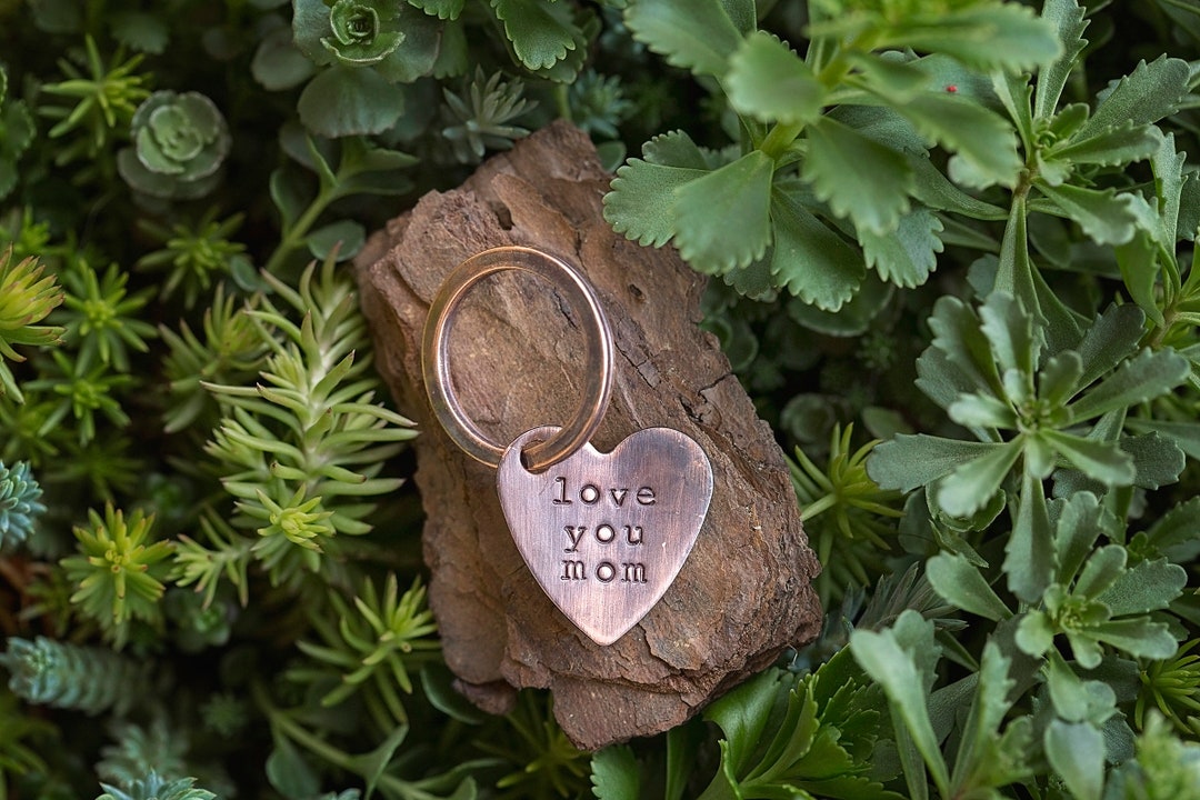 Love You Mom Key Chain | Mother's Day | Hand Stamped Birthday Gift - Etsy