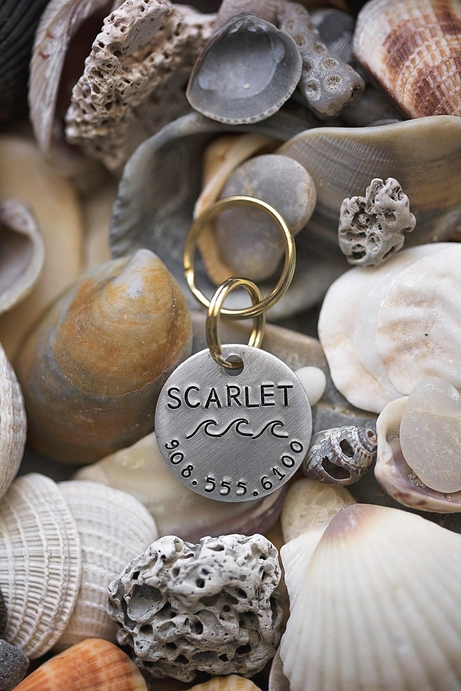 Hand Stamped Ocean Wave Dog ID Tag | Personalized Aluminum Pet Tag - Etsy