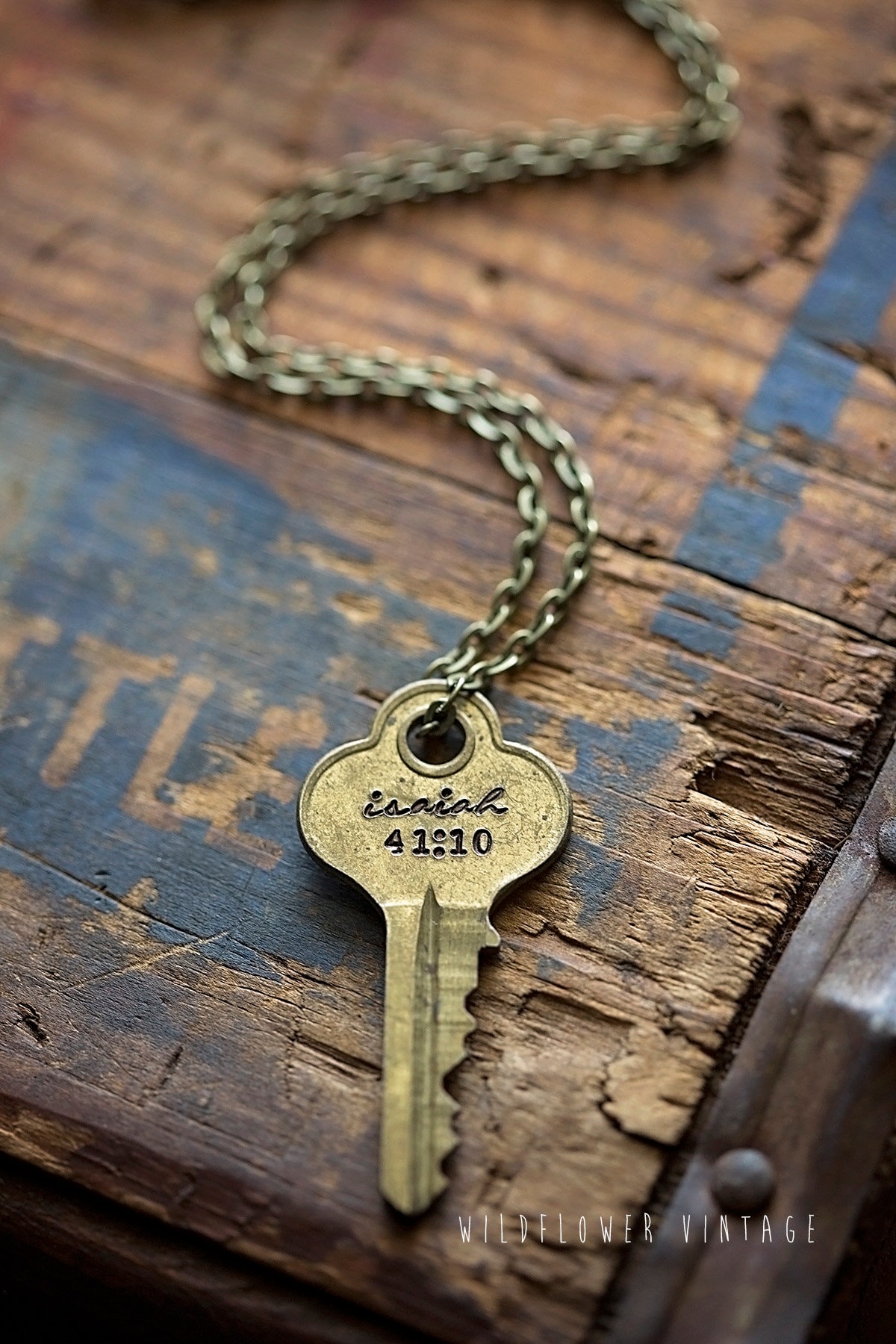Custom Bible Verse Key Necklace Hand Stamped Repurposed | Etsy