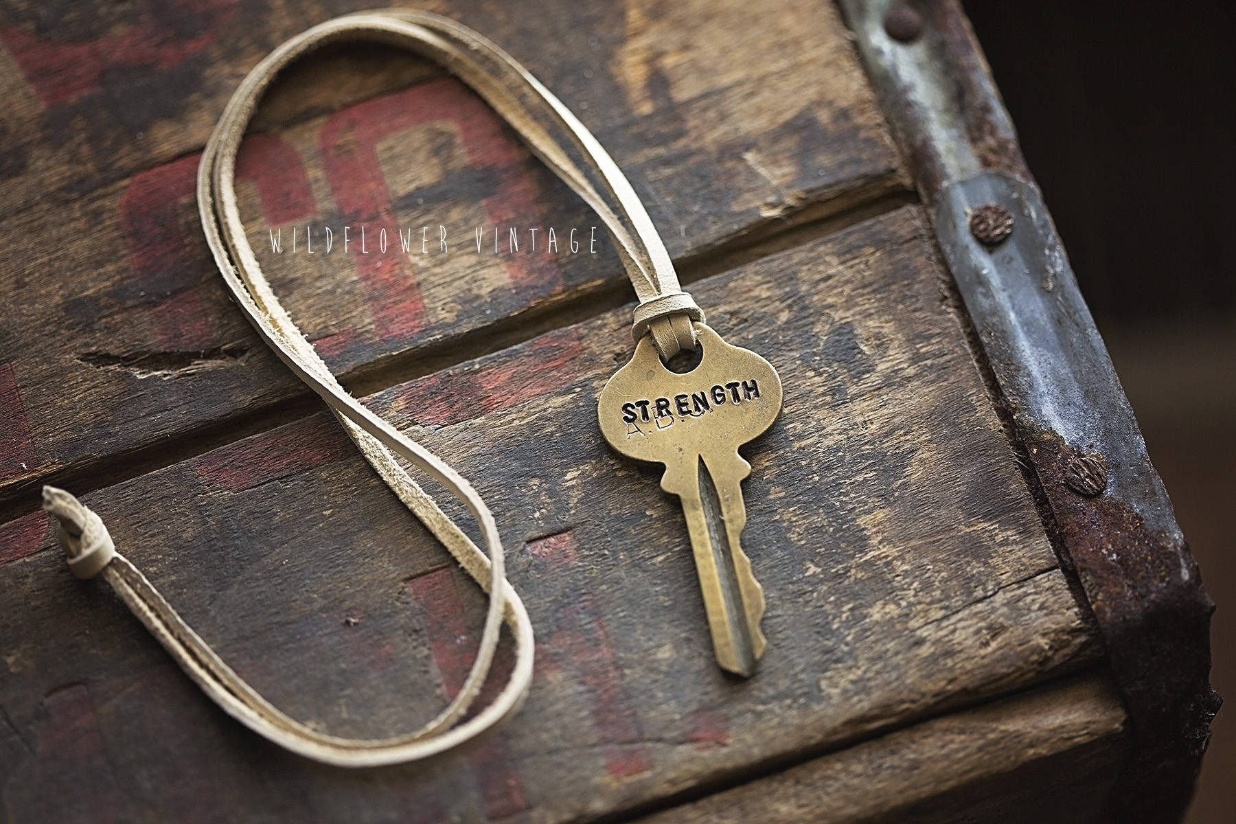 Custom Hand Stamped Key Necklace Leather Cord Hand Stamped | Etsy