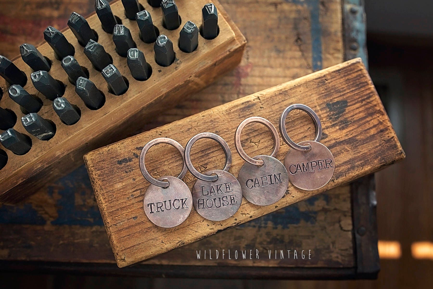 Custom Vintage Style Copper Key Chain Hand Stamped Truck - Etsy