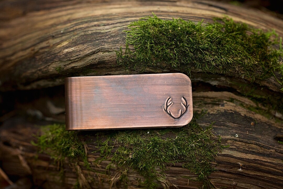 Deer Antler Copper Money Clip | Hunter Outdoorsman | Hand Stamped ...