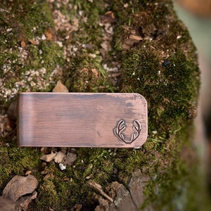 Deer Antler Copper Money Clip | Hand Stamped Rustic Gift - Etsy