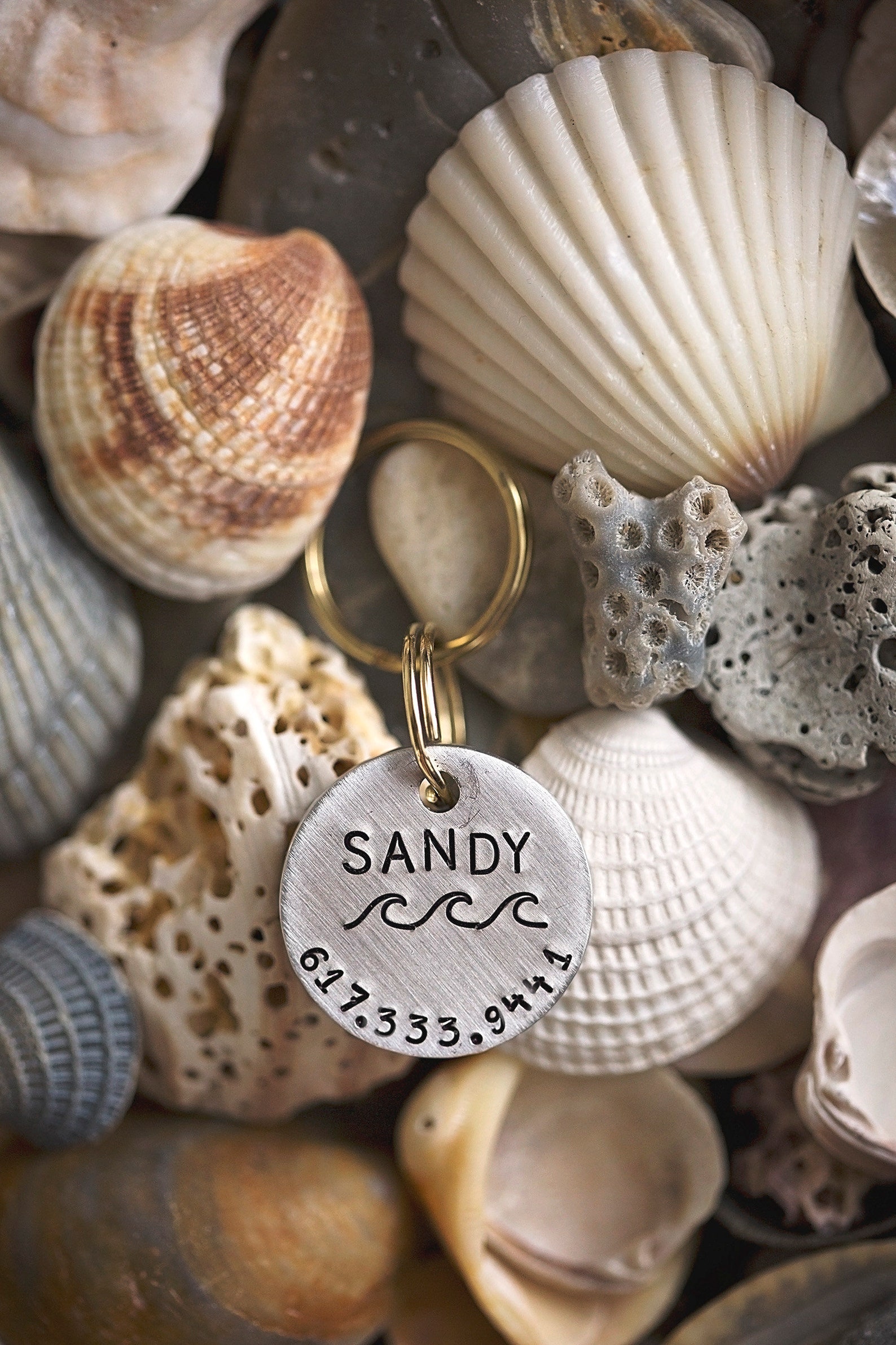 Hand Stamped Ocean Wave Dog ID Tag | Personalized Aluminum Pet Tag - Etsy