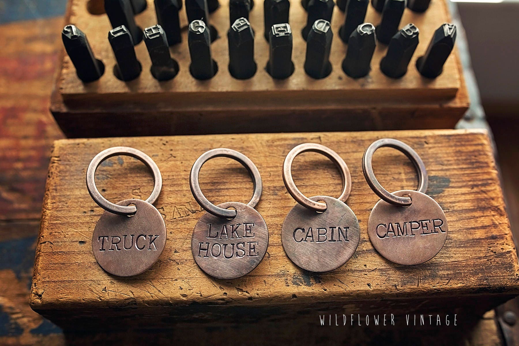 Custom Vintage Style Copper Key Chain Hand Stamped Truck - Etsy