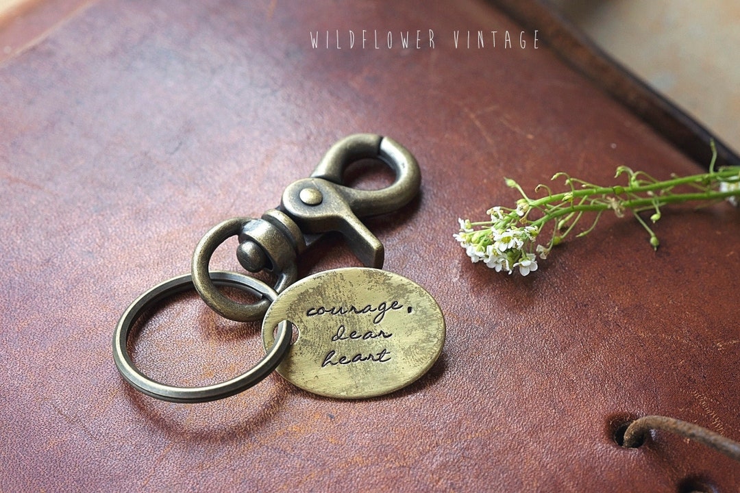 Courage Dear Heart Key Chain | Encouraging Inspirational Hand Stamped ...