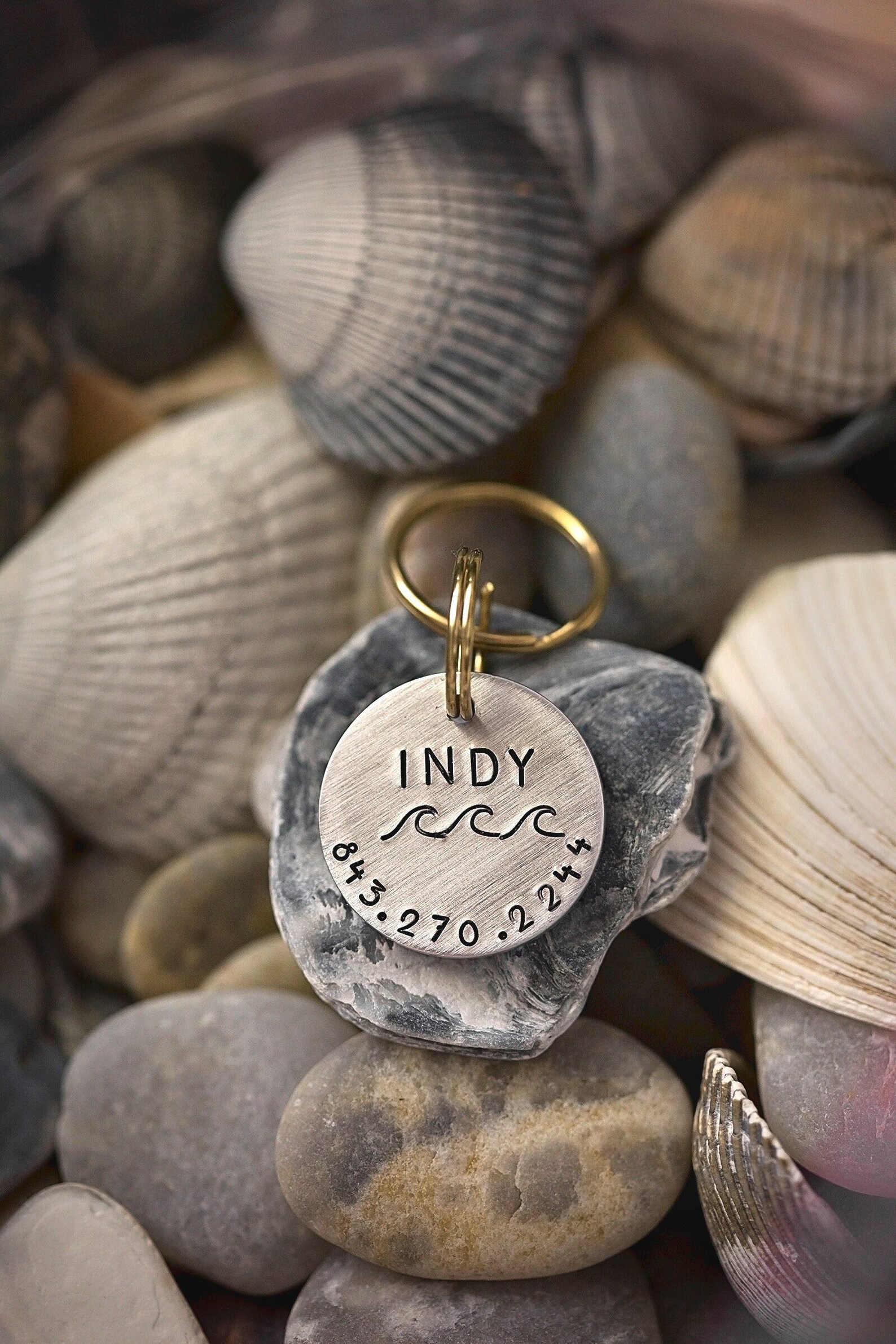 Hand Stamped Ocean Wave Dog ID Tag | Personalized Aluminum Pet Tag - Etsy
