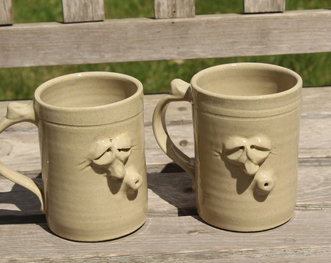 FACE COFFEE MUG Whimsical Handmade Stoneware Coffee Cup in - Etsy