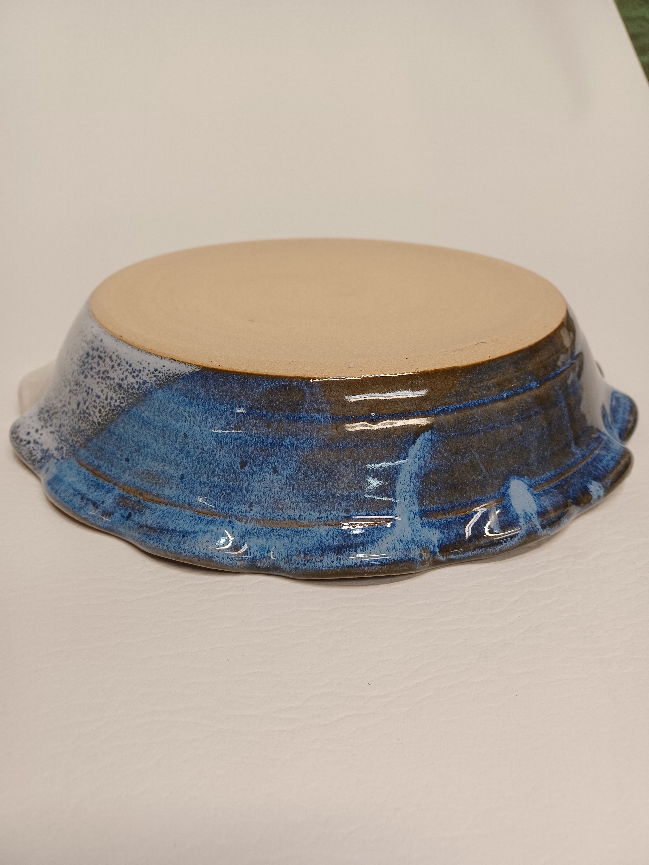 HANDMADE PIE PLATE, Stoneware Pie Dish in Blue and White Glaze Finish ...