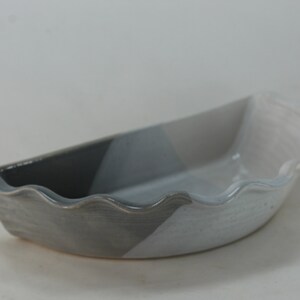 HALF PIE PLATE, Handmade Stoneware in Grey and White Glazed Finish ...