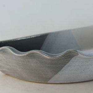 HALF PIE PLATE, Handmade Stoneware in Grey and White Glazed Finish ...