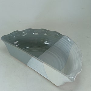 HALF PIE PLATE, Handmade Stoneware in Grey and White Glazed Finish ...