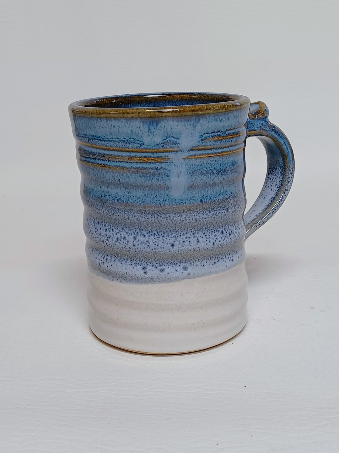 Handmade Stoneware Coffee Mug, Blue and White Glaze Pottery - Etsy