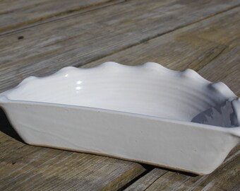 HALF PIE PLATE, Handmade Stoneware in Powder Blue/ White Glazed Finish ...