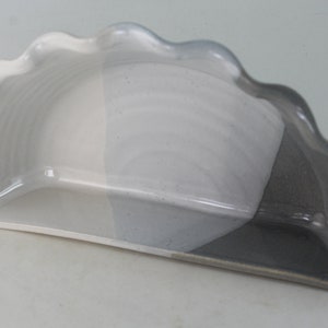 HALF PIE PLATE, Handmade Stoneware in Grey and White Glazed Finish ...