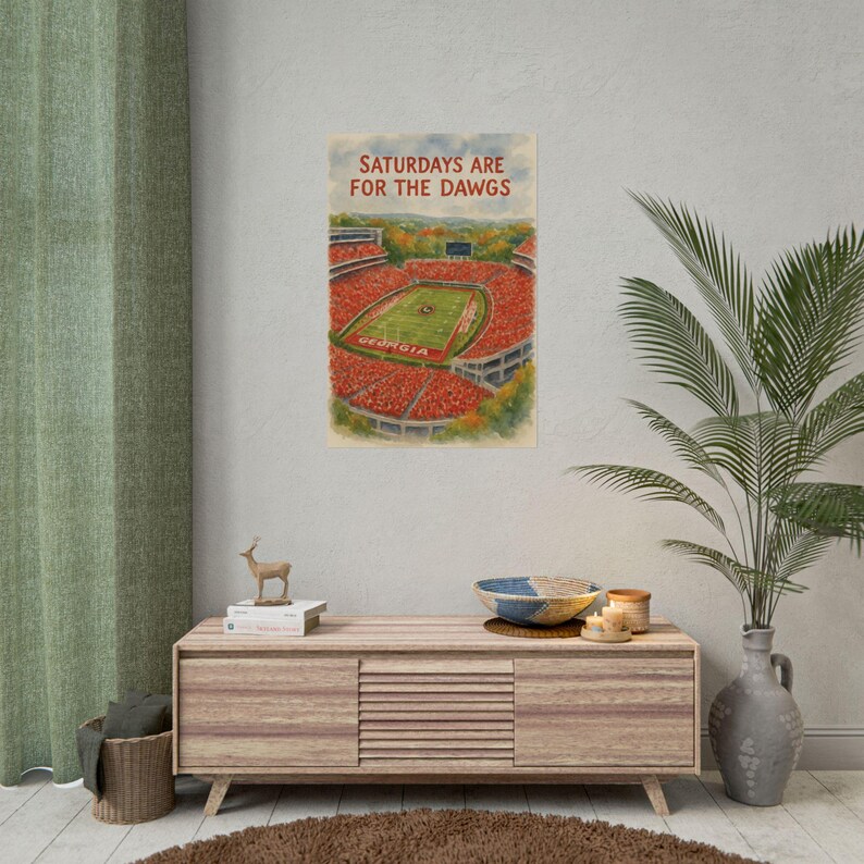 Georgia Dawgs Watercolor Poster: College Football Art, Game Day Decor ...