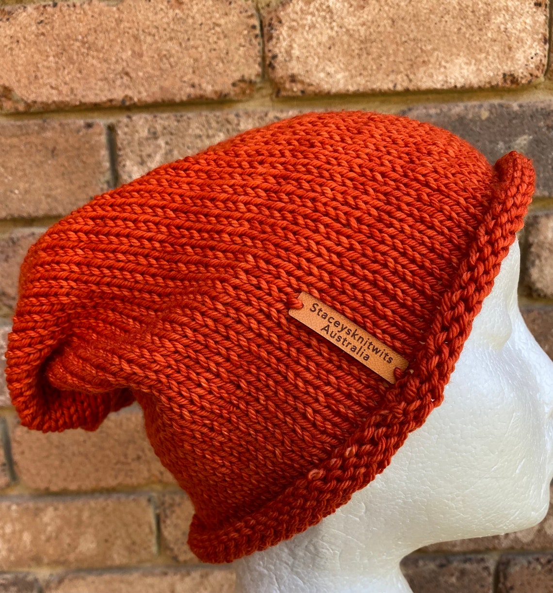 Knitted Orange Slouchy Beanie Orange Hat Mens Orange Slouchy Etsy