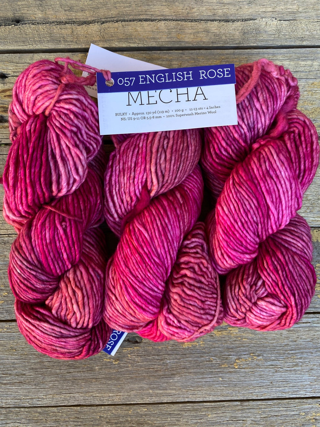 Malabrigo Mecha English Rose 057, Merino Wool Bulky Weight, Malabrigo ...