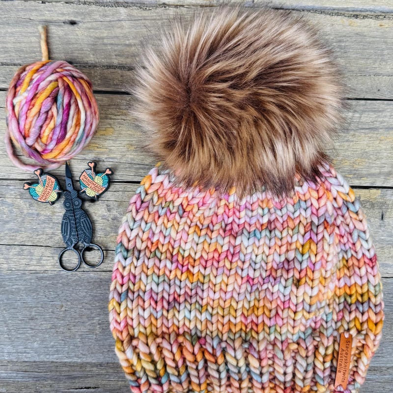 Hand Knit Heart Beanie - Etsy