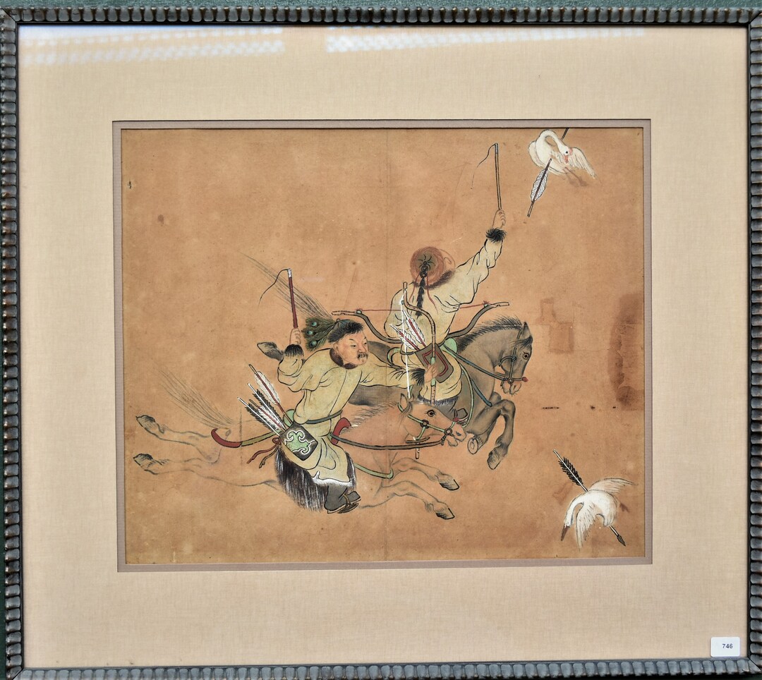 Chinese Earlier Qing Dynasty Pigment Mineral Colors on Paper Framed ...