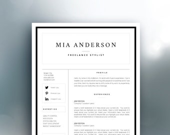 Resume Template 3 Page / CV Template + Cover Letter / Instant Download ...