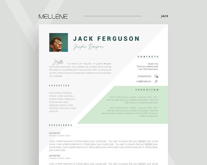 Resume Template 3 Page / CV Template Cover Letter / Instant Download ...