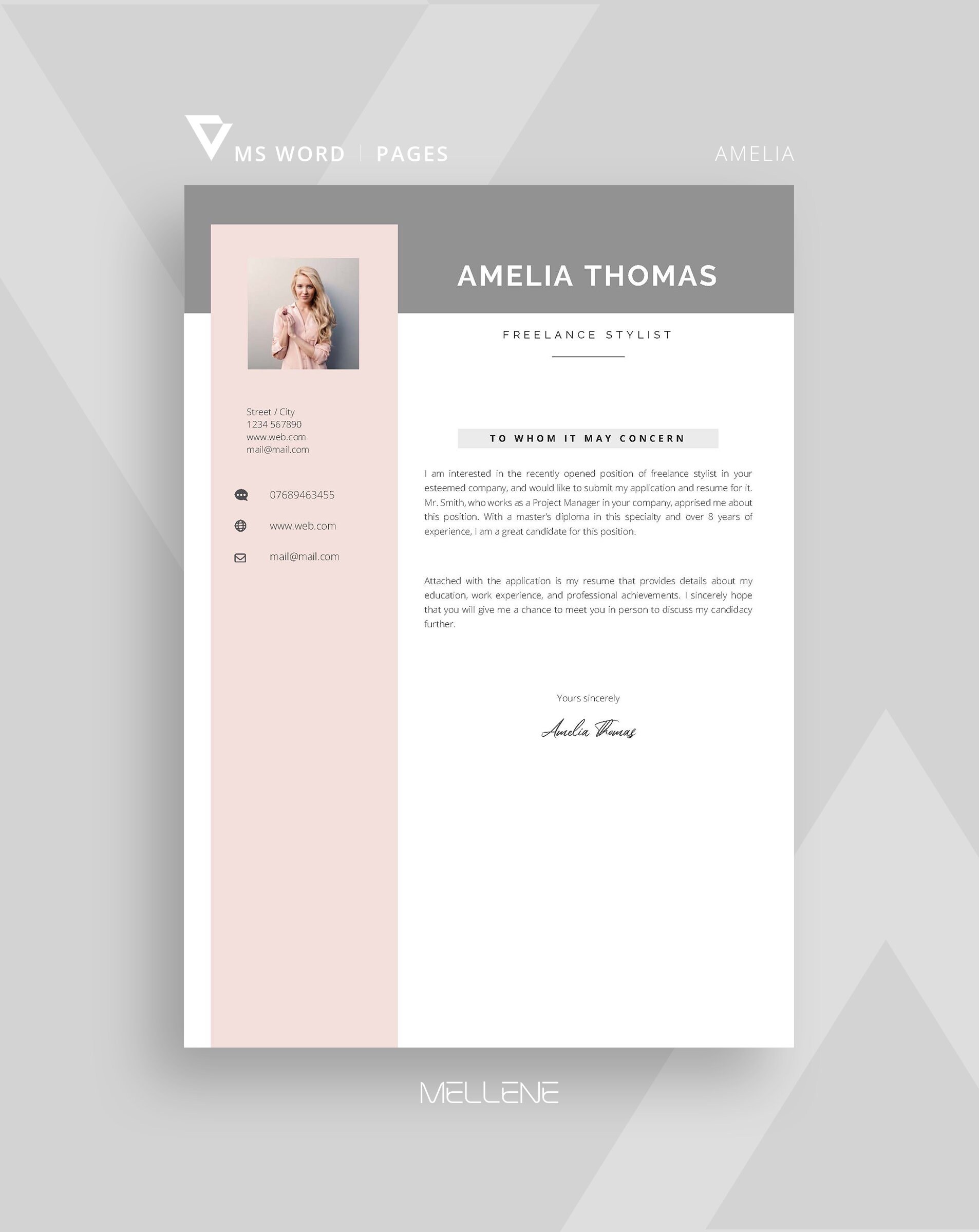Resume Template for Pages Word CV Template With Photo. Cover | Etsy