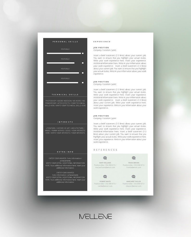Resume Template 3 Page / CV Template + Cover Letter / Instant Download ...