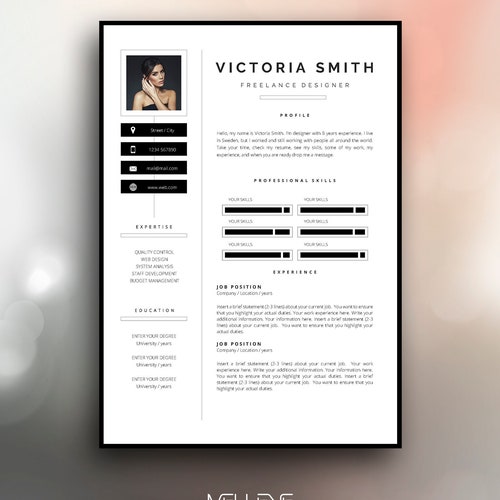 Clean Resume / CV Template With MS Word Cover Letter - Etsy
