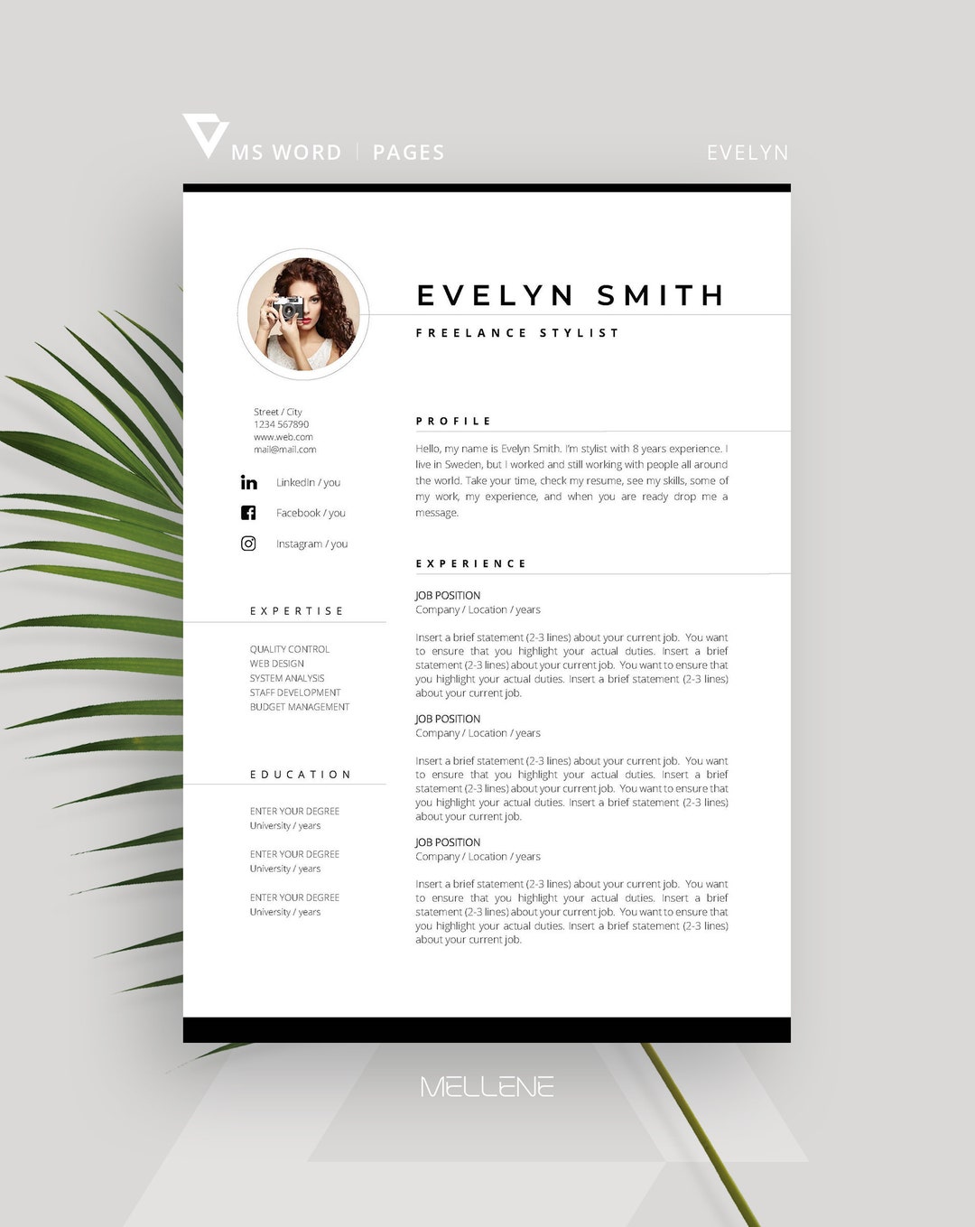 Resume Template for Pages Mac / CV Template for MS Word - Etsy