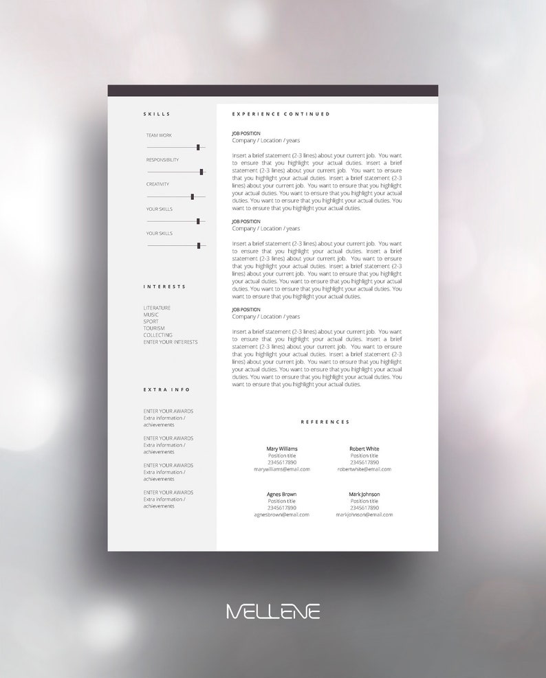 Resume Template 3 Page / CV Template + Cover Letter / Instant Download ...