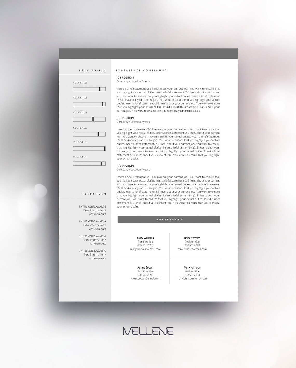 Resume Template 3 Page / CV Template + Cover Letter / Instant Download ...