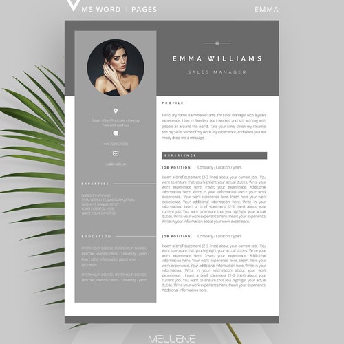 Modern Resume Template Cover Letter Word Maca4 CV - Etsy
