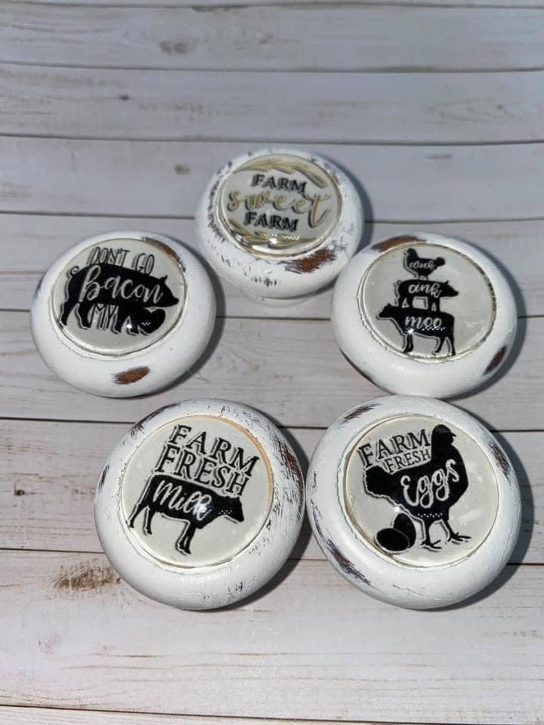 Farmhouse Decorative Knobs,dresser,cabinet Knob,kitchen Decor,cows,dairy,milk,moo,bacon,farm ...