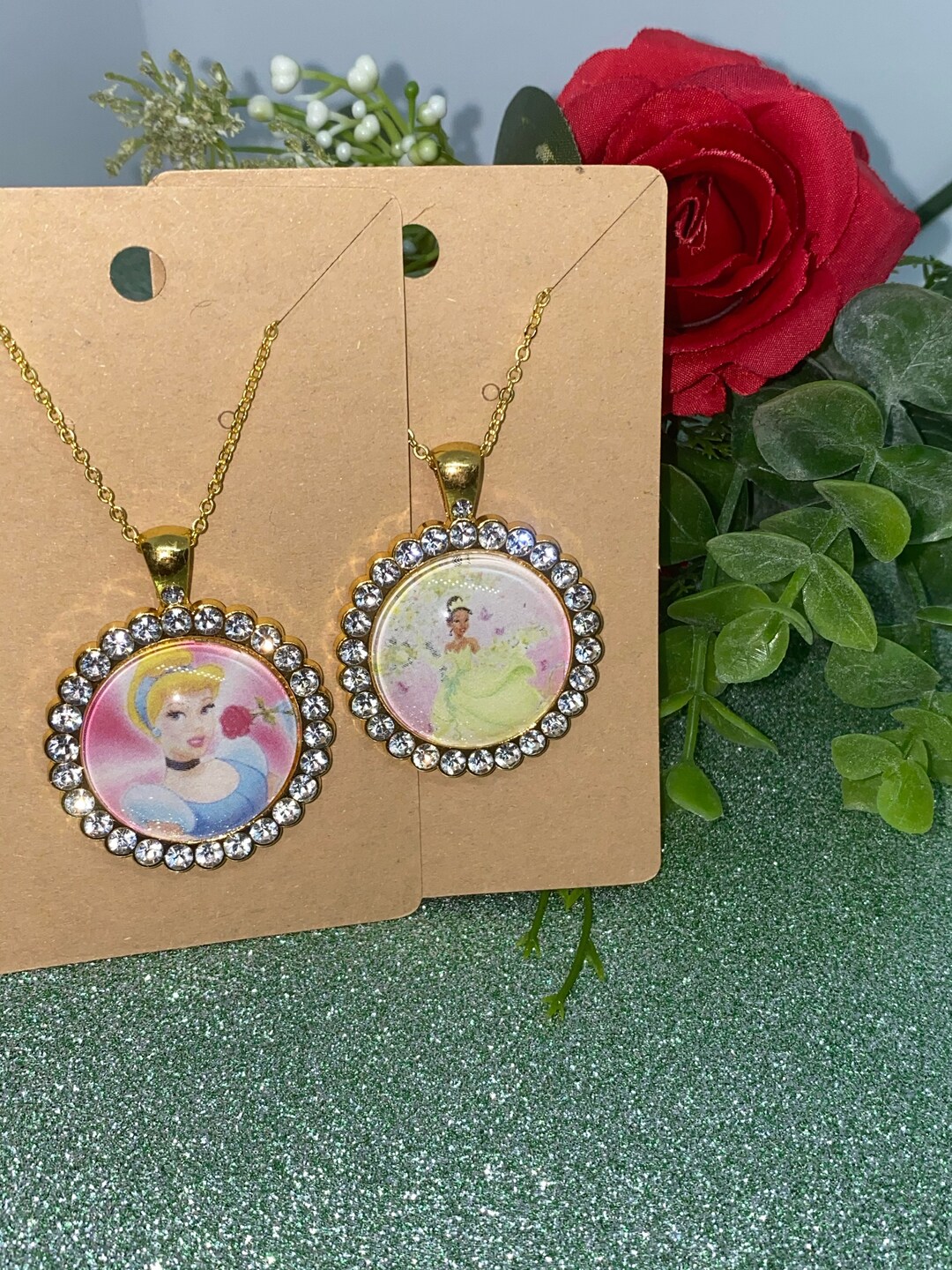 Princess Bling Necklaces, Gold, Rhinestone, Princesses, Mermaid or ...