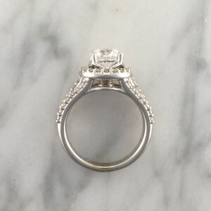 Triple Row Split Shank Round Halo Engagement Ring in 14K White Gold ...