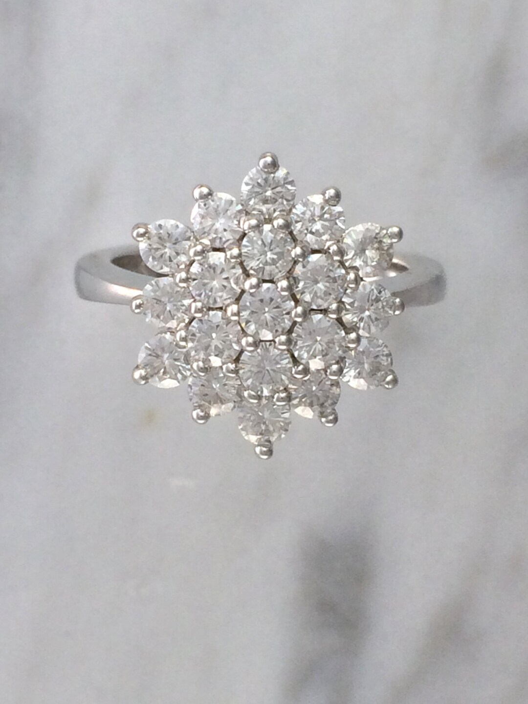 Women's Cluster Floral Ring in 14K White Gold W/ 0.95 Ct. Diamonds ...