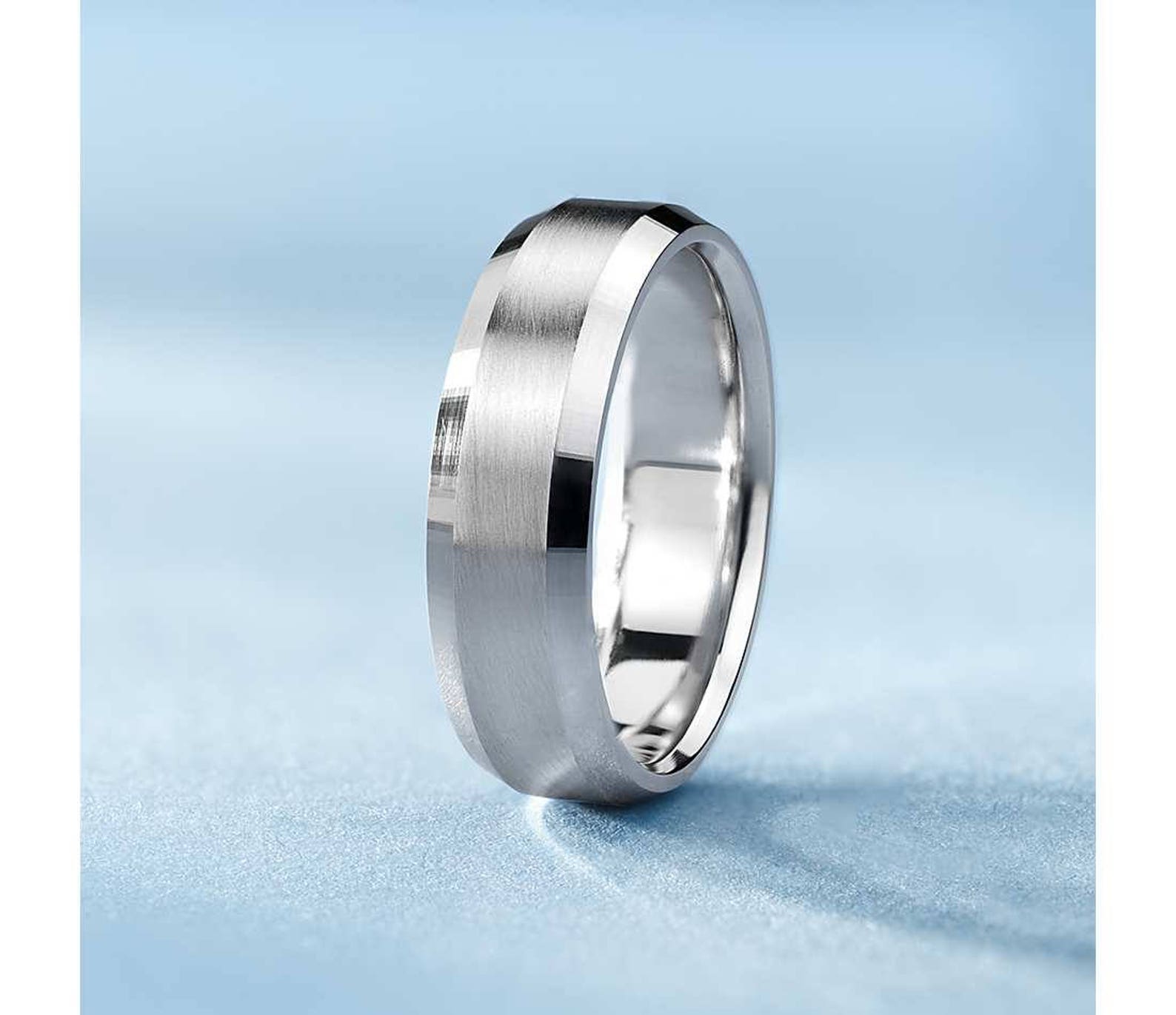 Men's Modern Comfort Fit Wedding Ring 6mm Wide Beveled - Etsy